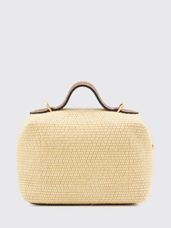Longchamp Le Pliage Mini Raffia Handbag With Leather Handle