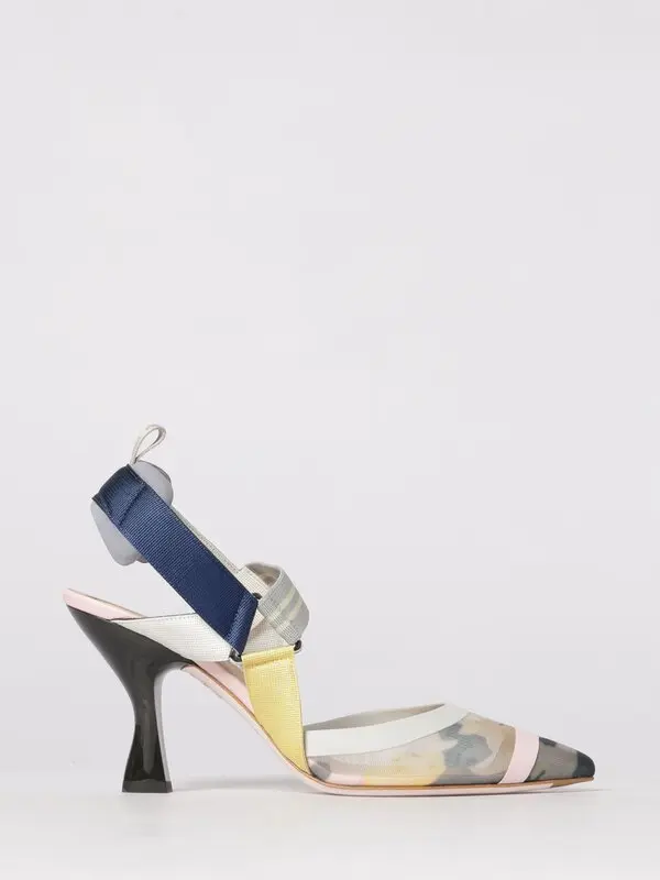 Fendi Colibrì Slingback Pumps In Bouquet Print Nylon - Black