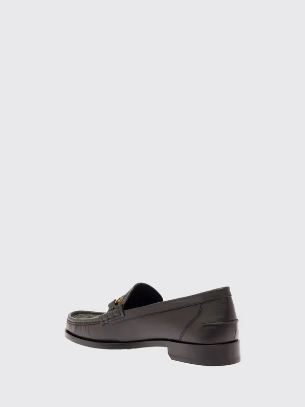 Fendi O'lock Penny Loafers In Calfskin With Ff Fabric And Clamp