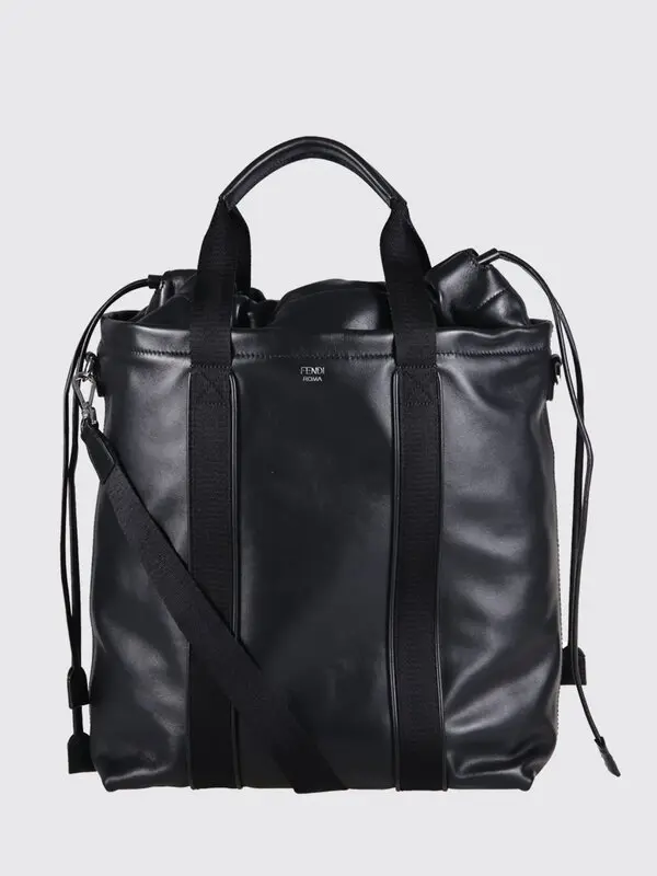 Fendi Flux Calfskin Handbag With Drawstring And Shoulder Strap