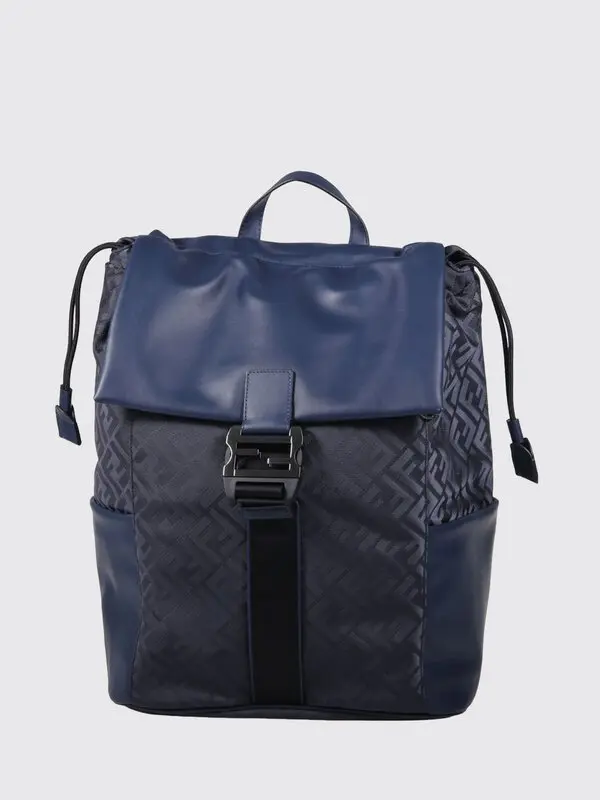 Fendi Flux Ff Jacquard Nylon Backpack With Leather Details