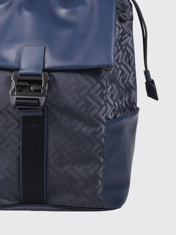 Fendi Flux Ff Jacquard Nylon Backpack With Leather Details