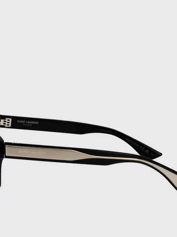 Saint Laurent Acetate Aviator Sunglasses With Rectangular Shape And Logo - Black
