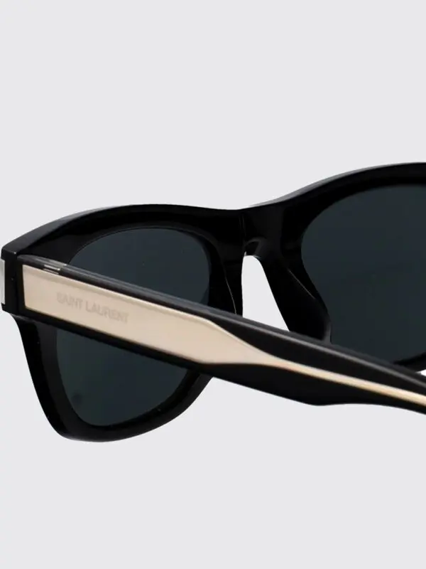 Saint Laurent Acetate Aviator Sunglasses With Rectangular Shape And Logo - Black