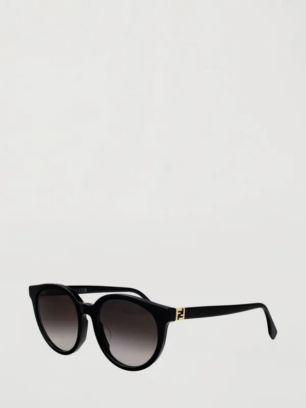 Fendi Round Frame Acetate Sunglasses With Ff Monogram Logo - Black