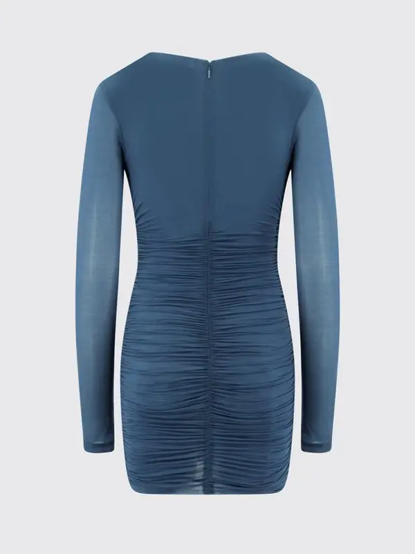Saint Laurent Ruched Jersey Sheath Mini Dress With Deep V-neckline