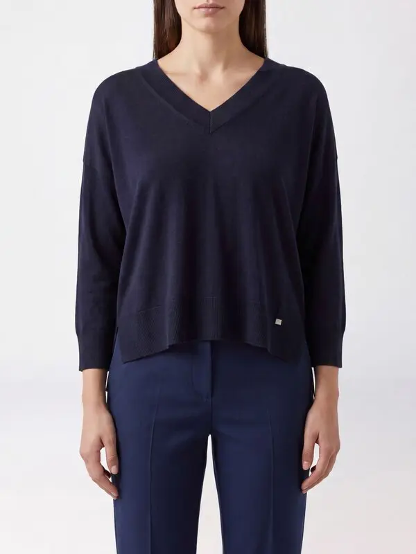 Herno Teddy Bear Print V-neck Lyocell Sweater