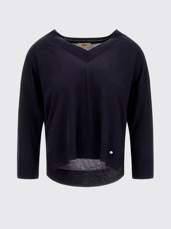 Herno Teddy Bear Print V-neck Lyocell Sweater