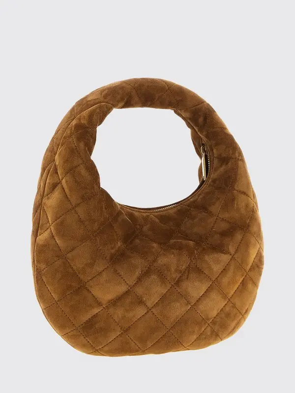 Saint Laurent Quilted Suede Handbag With Logo - Brown