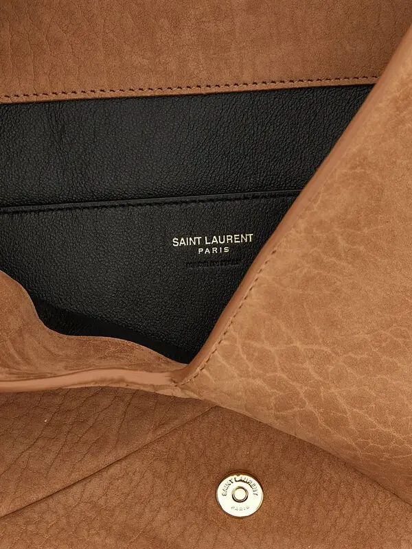 Saint Laurent Suede Calfskin Envelope Clutch With Monogram