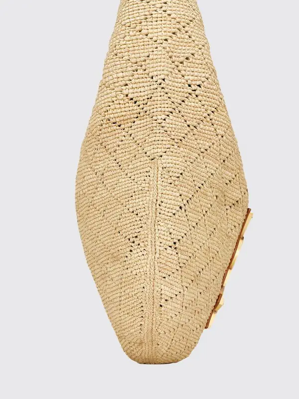 Saint Laurent Icare Crochet Raffia Shoulder Bag With Logo