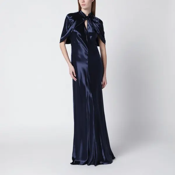 Alberta Ferretti Shiny Satin Long Dress