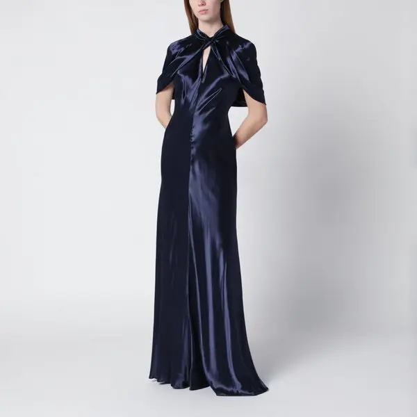 Alberta Ferretti Shiny Satin Long Dress