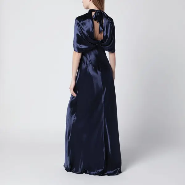 Alberta Ferretti Shiny Satin Long Dress