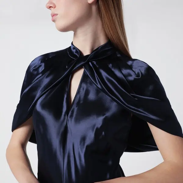 Alberta Ferretti Shiny Satin Long Dress