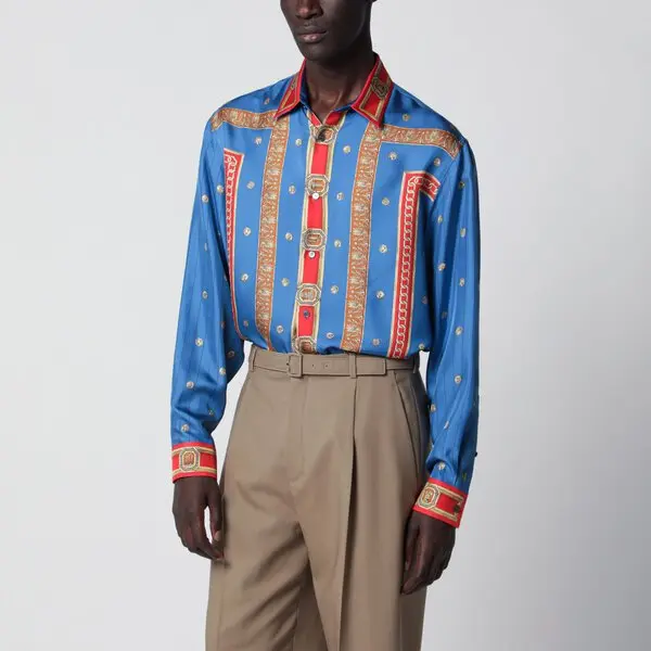 Versace Regular Printed Silk Twill Shirt