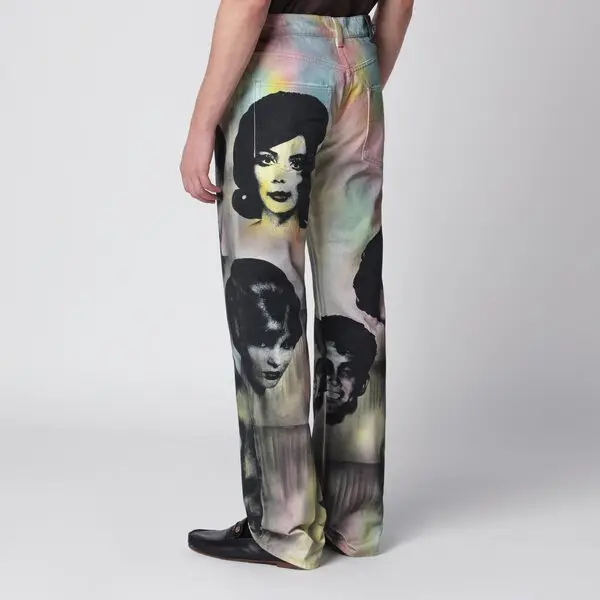 Versace Straight Jeans With "the Party" Print - Multicolor