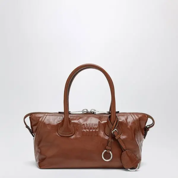 Miu Miu Glossy Rosewood Leather Top-handle Bag