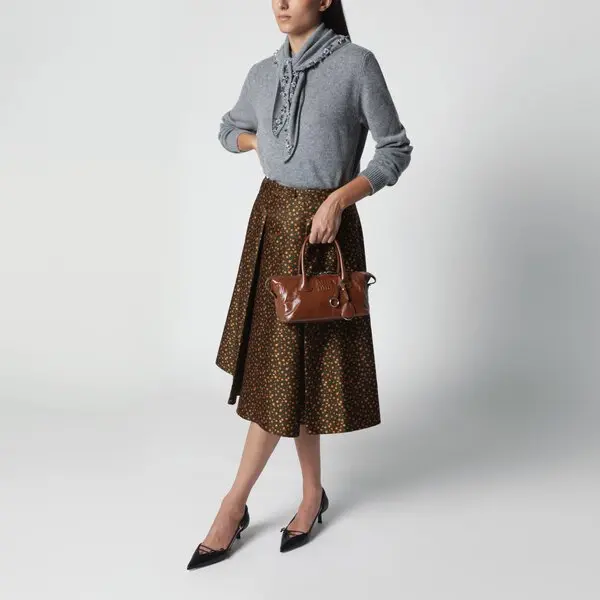 Miu Miu Glossy Rosewood Leather Top-handle Bag