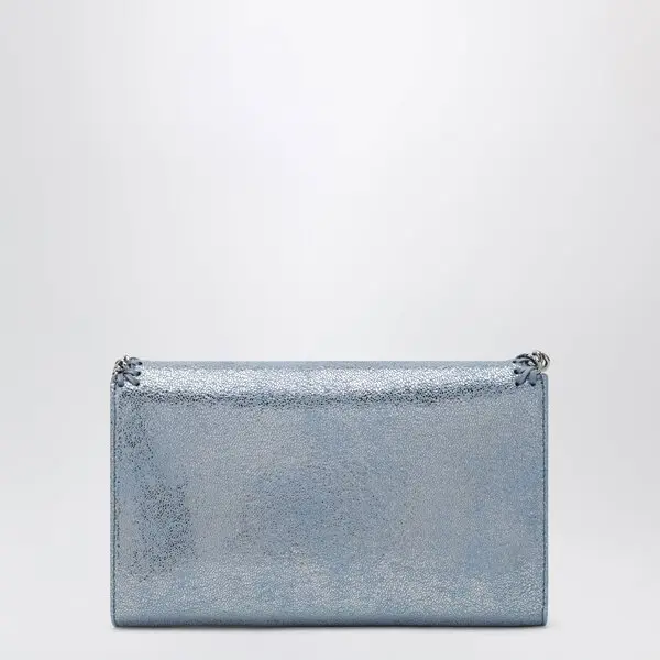 Stella McCartney Falabella Chain Wallet In Metallic Denim