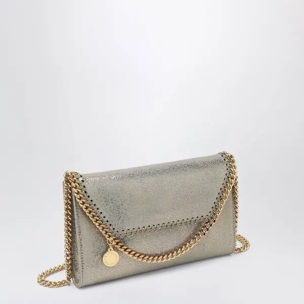 Stella McCartney Falabella Chain Wallet In Metallic Pyrite