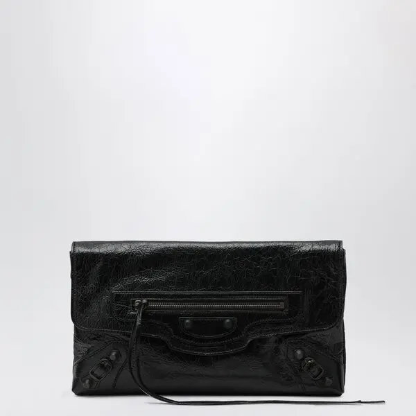 Balenciaga Le City Pouch In Arena Lambskin Leather - Black