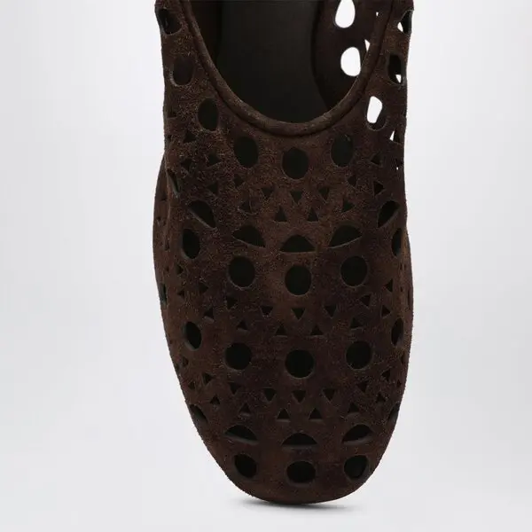 Alaïa Vienne Perforated Suede Slippers