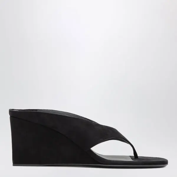 Alaïa Suede Goat Leather Wedge Thong Mules