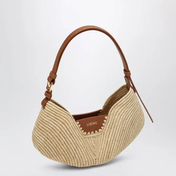 Loewe Medium Swing Bag In Natural Raffia And Calf Leather