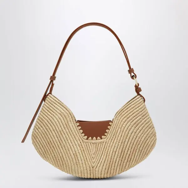 Loewe Medium Swing Bag In Natural Raffia And Calf Leather