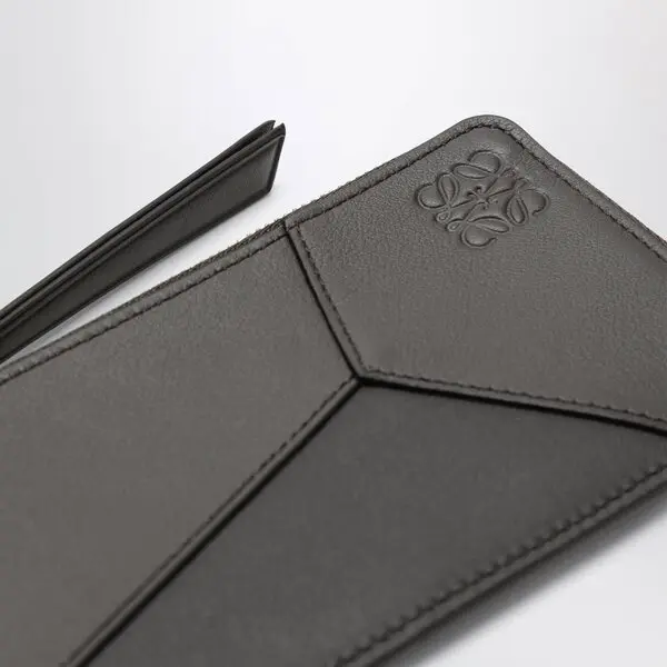 Loewe Puzzle Coin Purse With Card Holder In Dark Leather