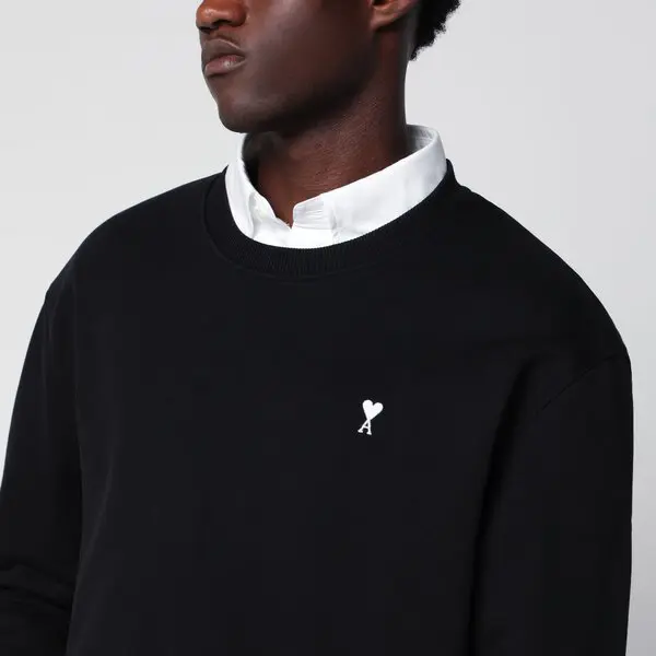 AMI Paris De Coeur Crewneck Sweatshirt - Black