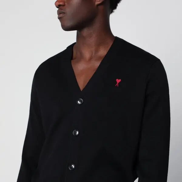 AMI Paris De Coeur Merino Wool Cardigan