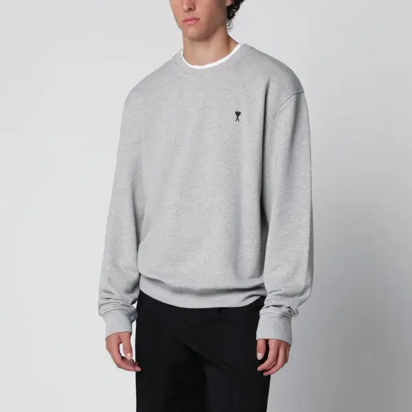AMI Paris De Cœur Crewneck Sweatshirt - Grey