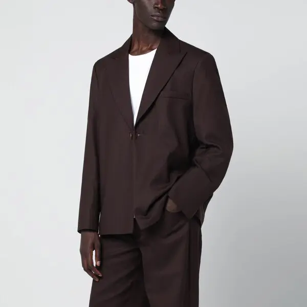 Séfr Seydou Mud-colored Jacket In Wool Blend Twill