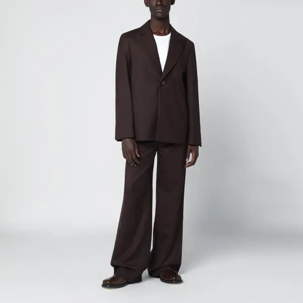 Séfr Seydou Mud-colored Jacket In Wool Blend Twill