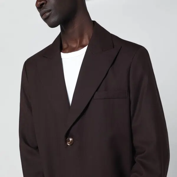 Séfr Seydou Mud-colored Jacket In Wool Blend Twill
