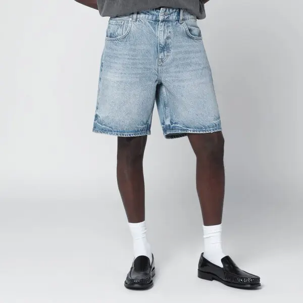 REPRESENT Light Washed-effect Denim Bermuda Shorts
