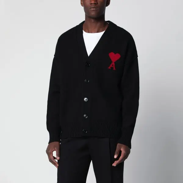 AMI Paris De Coeur Virgin Wool Cardigan