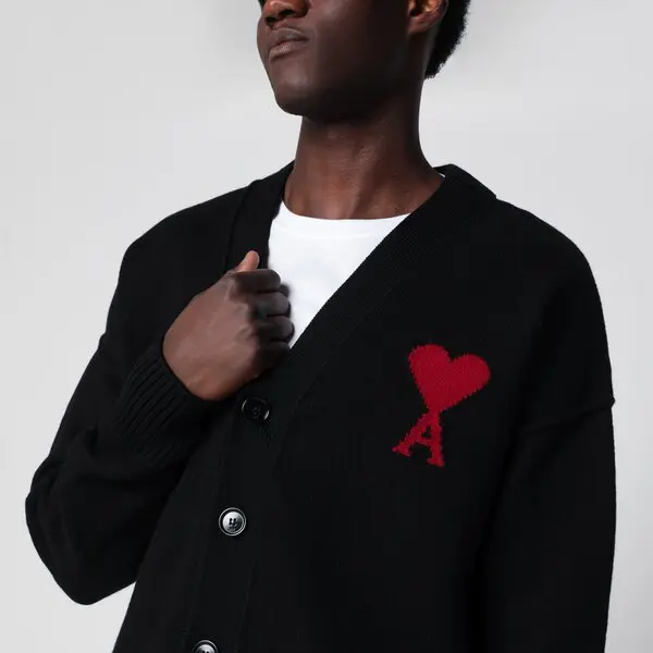 AMI Paris De Coeur Virgin Wool Cardigan