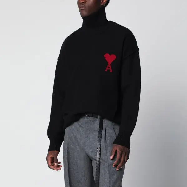 AMI Paris De Coeur Intarsia Turtleneck Sweater