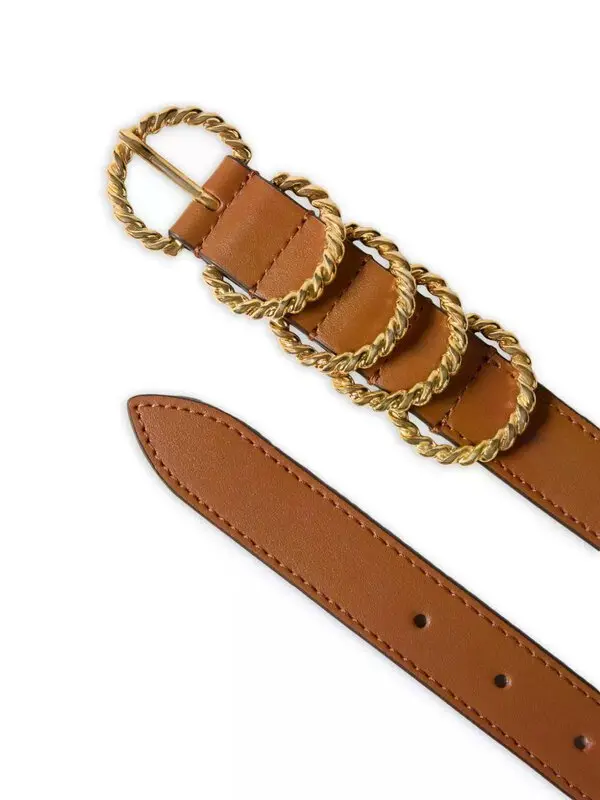 Claudie Pierlot Textured Gold Buckle Leather Belt