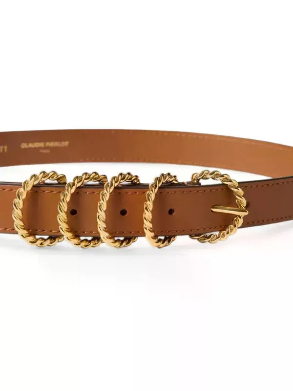Claudie Pierlot Textured Gold Buckle Leather Belt