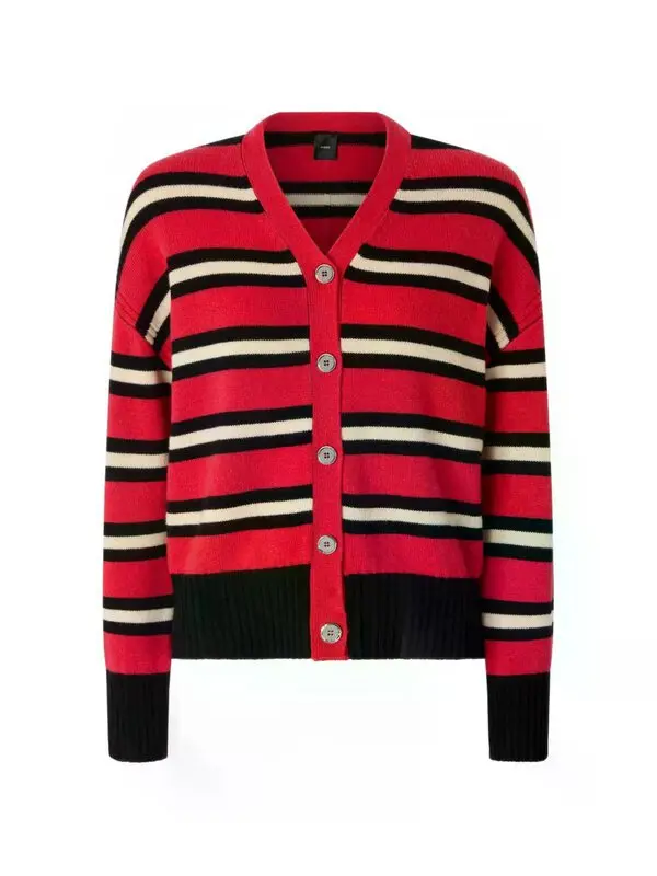 Pinko Striped Button-up Cardigan - Red