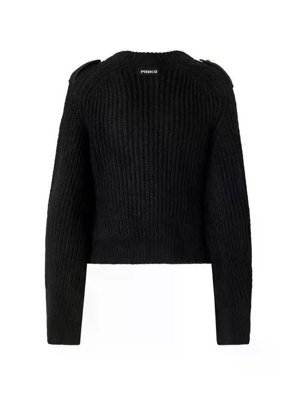 Pinko Ribbed-knit Epaulette Sweater With Pocket Detail