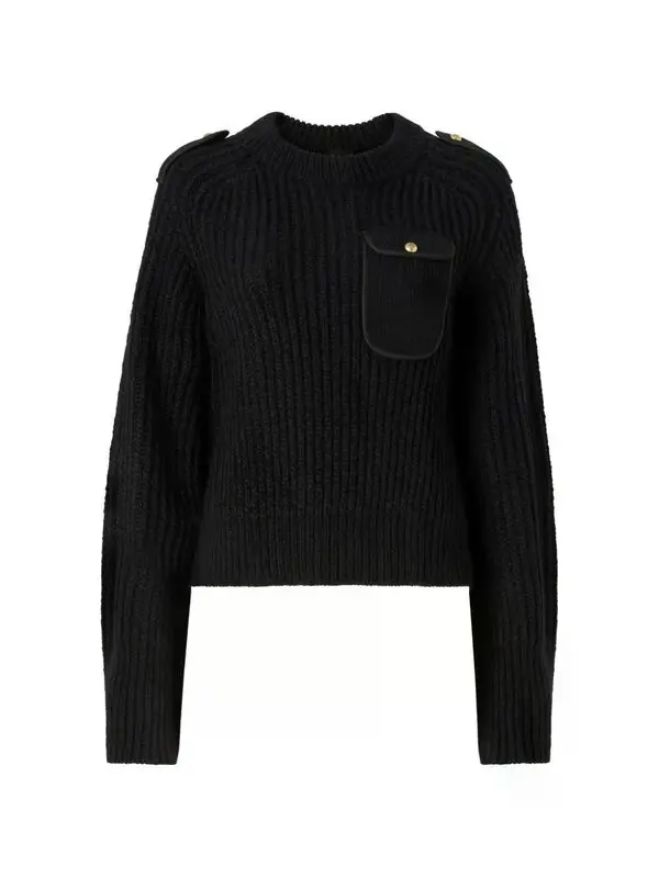Pinko Ribbed-knit Epaulette Sweater - Black