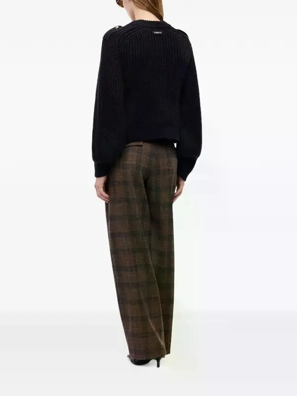 Pinko Ribbed-knit Epaulette Sweater