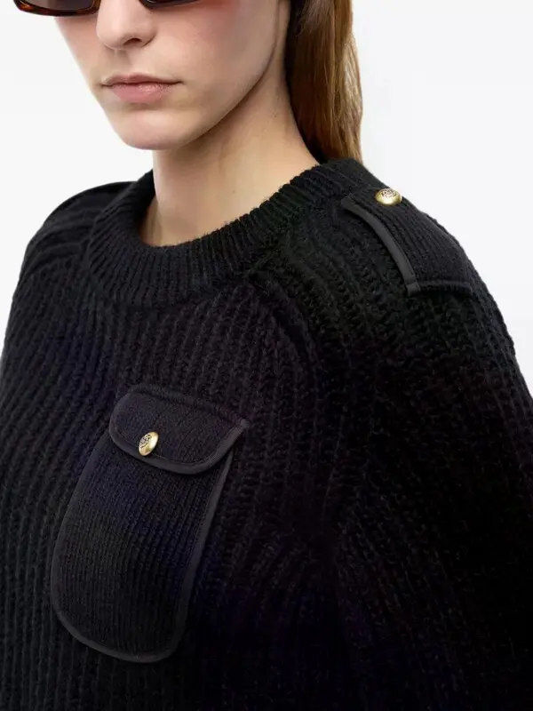 Pinko Ribbed-knit Epaulette Sweater