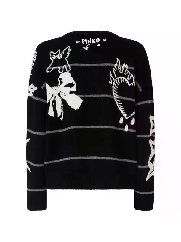 Pinko Intarsia Knit Sequin-embellished Sweater