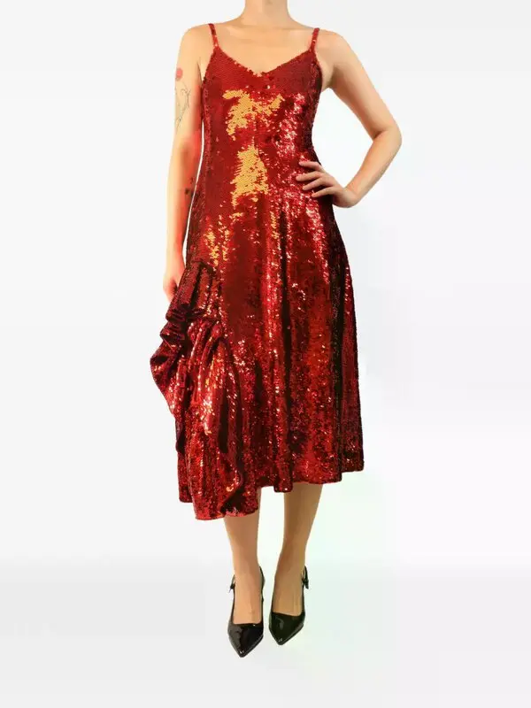 Loewe Sequin-embellished Ruffled Midi Dress